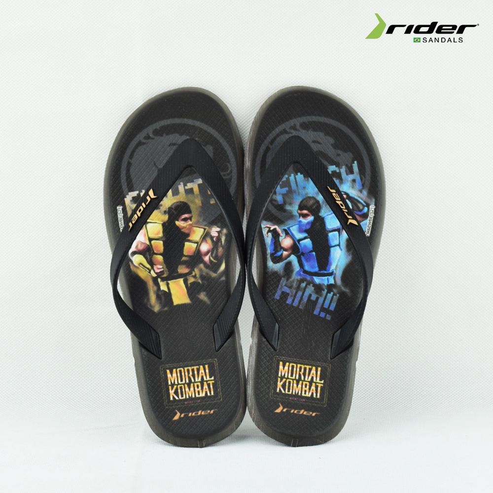 Rider R1 Mortal Kombat Ad Black Gold Men's Slippers | Shopee Philippines