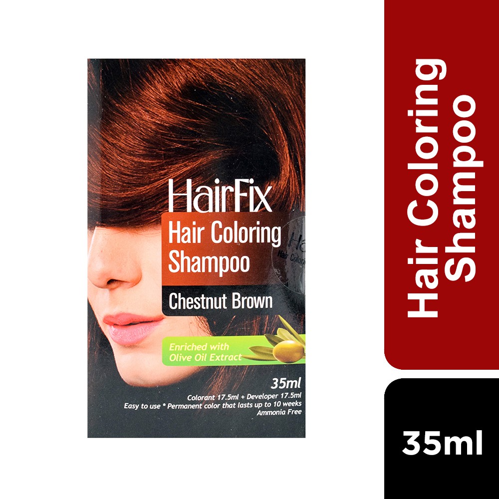 Hairfix Chestnut Brown Hair Color Shampoo 35ml | Shopee Philippines