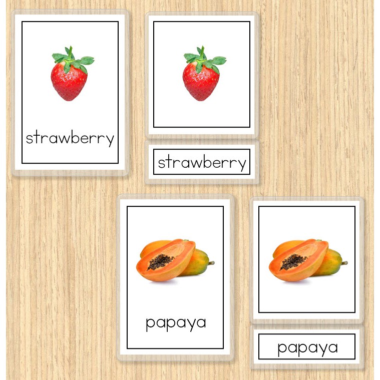FRUITS - Common Fruits - Montessori Three-Part Cards / Nomenclature ...