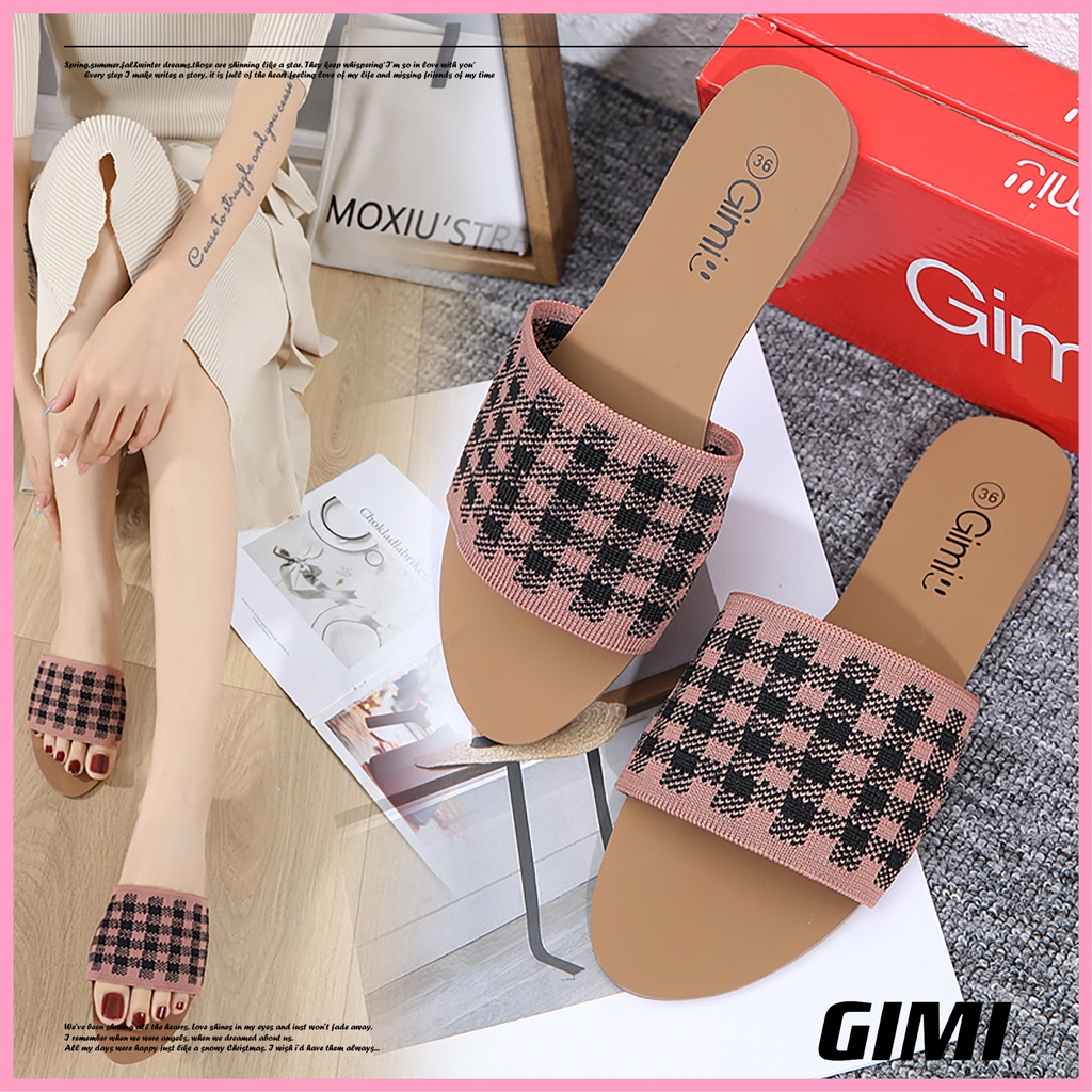 Korean Fashion GIMI Women Shoes Flat Sandals Flat Slippers AY-8101 ...
