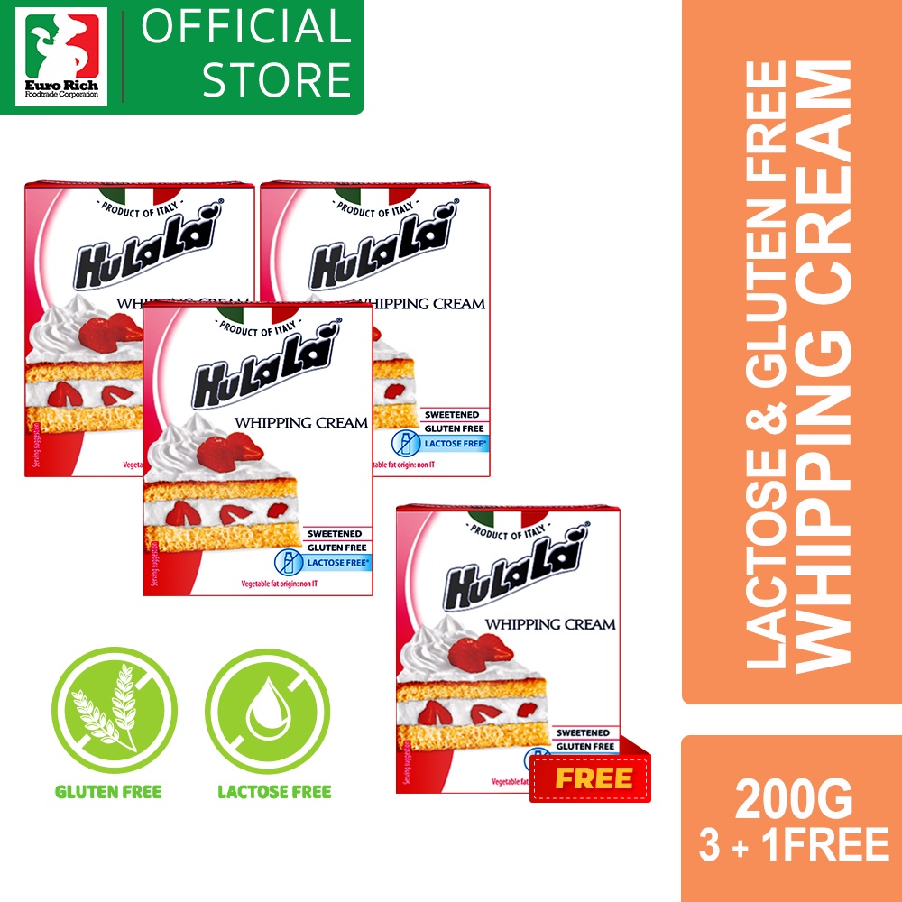 Hulala UHT Gluten Free Whipping Cream 200g x3 + 1 FREE | Shopee Philippines