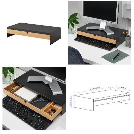 IKEA ELLOVEN Ergonomic Monitor Stand/Riser With Drawer