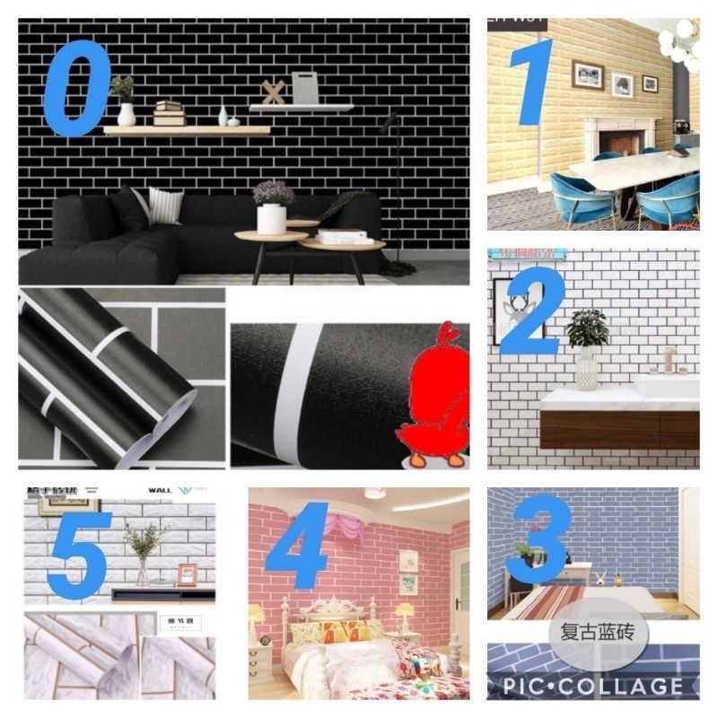 Supershop bricks self adhesive PVC wallpaper wall sticker | Shopee ...