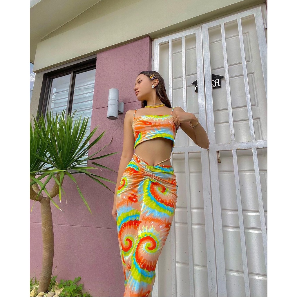 Avyanna Bea Tie Dye Summer Halter Top and Long Maxi Skirt | Yingshang ...