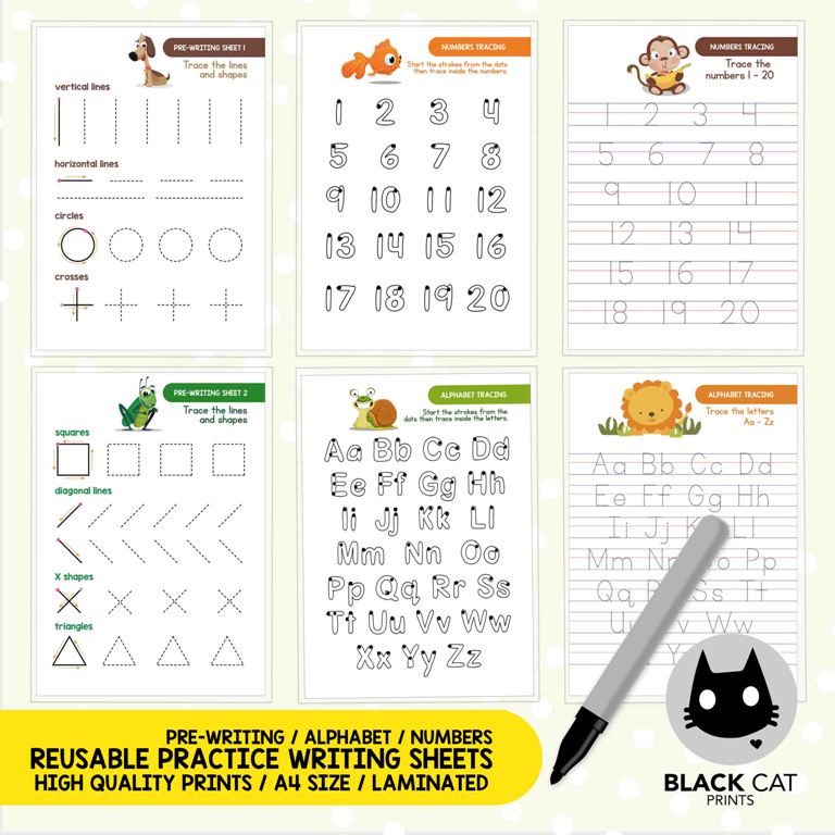 Writing Practice Sheets for Children (Reusable / High Quality Prints ...