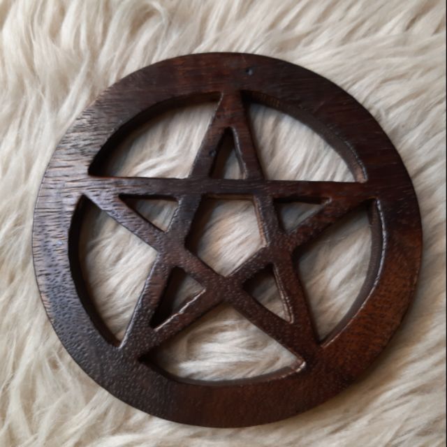 Pentagram Carved Wooden Altar Tile 4 Round Shopee Philippines