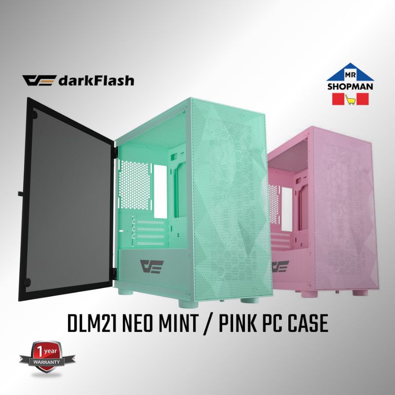Darkflash DLM21 Mesh PINK / Neo Mint Green MATX Desktop Computer PC ...