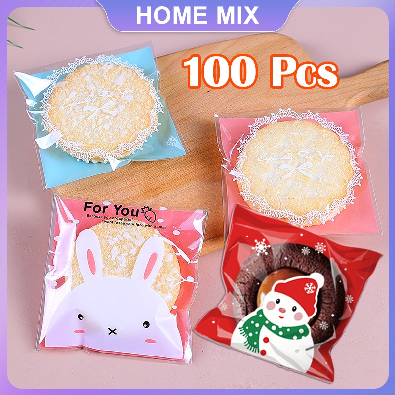 100 Pcs Cookies Packaging Plastic Bag Bread Packaging Candy Bag Plastic ...