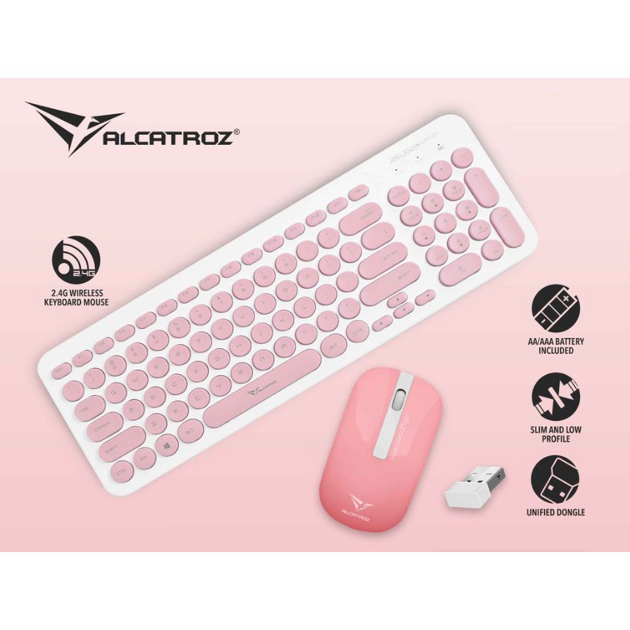 Alcatroz A2000 2.4G Wireless Keyboard and Mouse(White/Peach) | Shopee ...