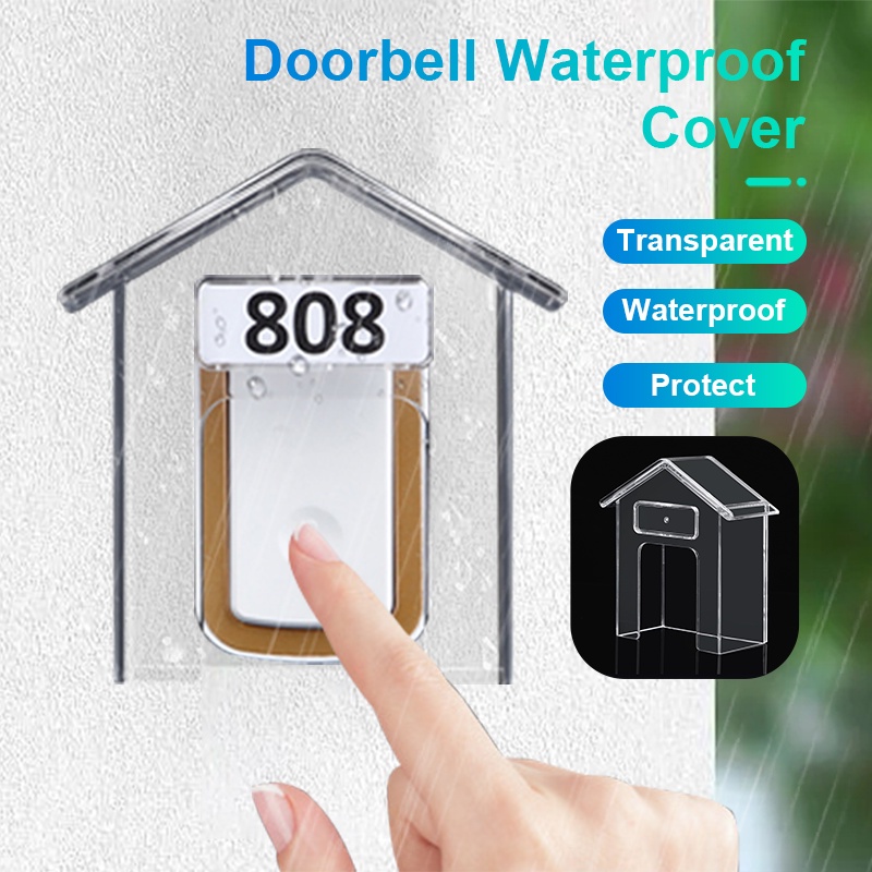 Waterproof Wireless Doorbell Cover Outdoor Transparent Door Bell Cover ...
