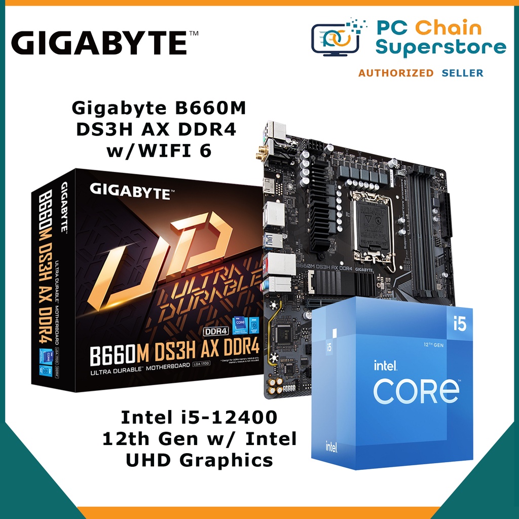 Intel I5 12400 I5 12400F 12th Gen Processor Gigabyte B660M DS3H AX