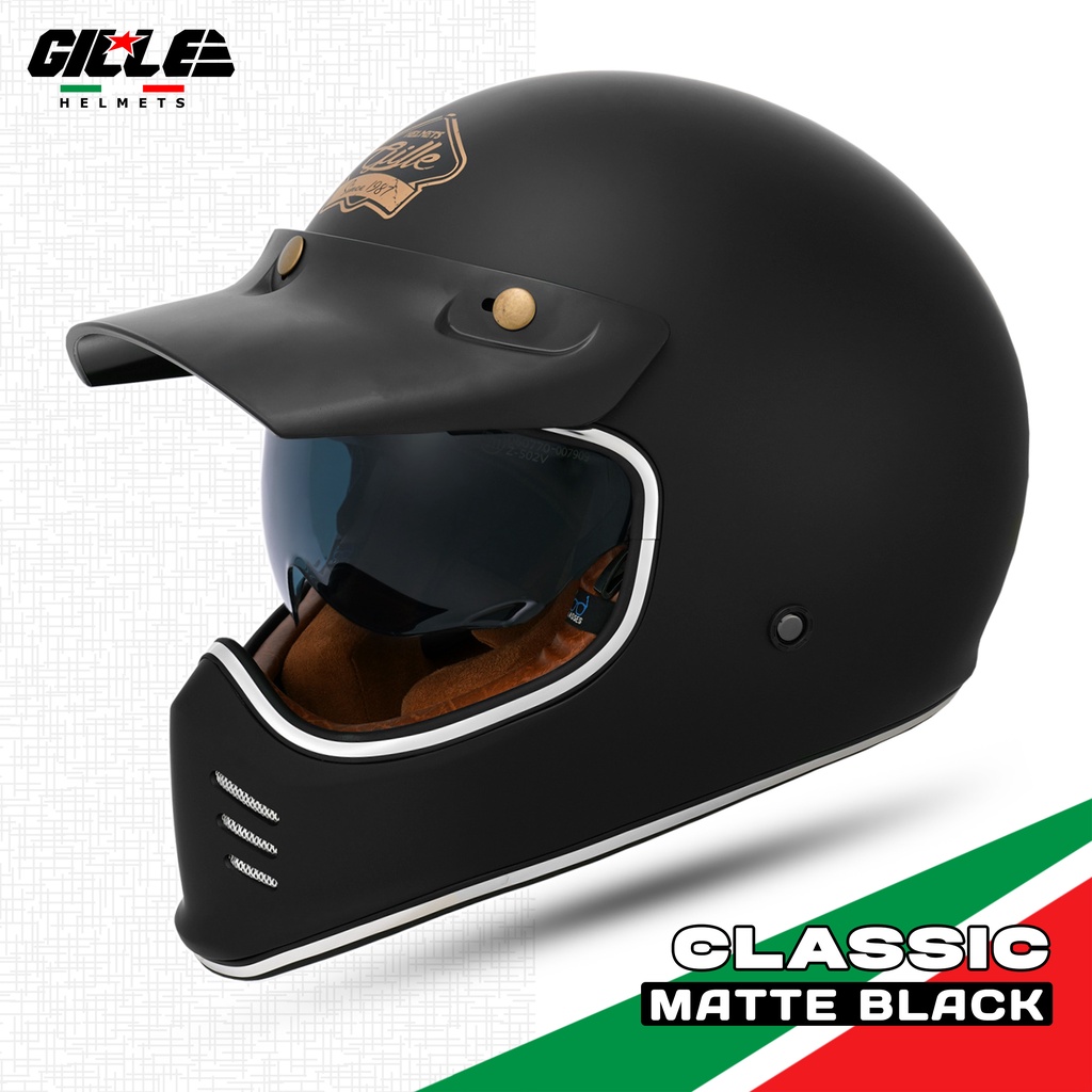 Gille 833 BROE Classic Solid Retro Full Face Helmet Single Visor ...