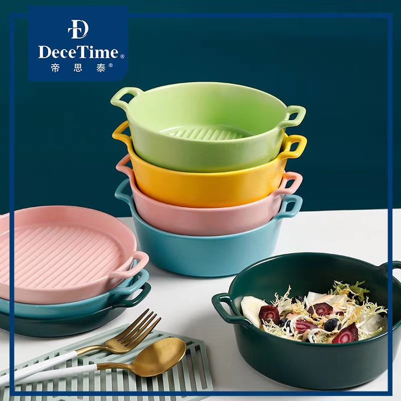Baking Bowl With Handle Oven Special Ceramic Bowl Nordic Creative ...