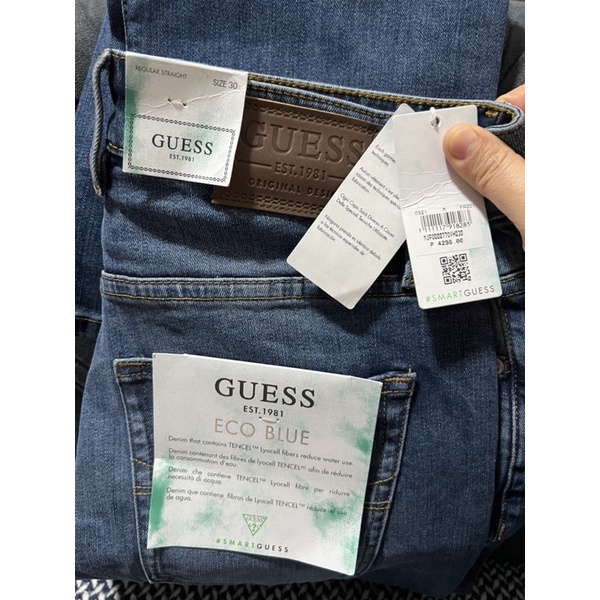 Guess eco blue regular straight jeans | Shopee Philippines