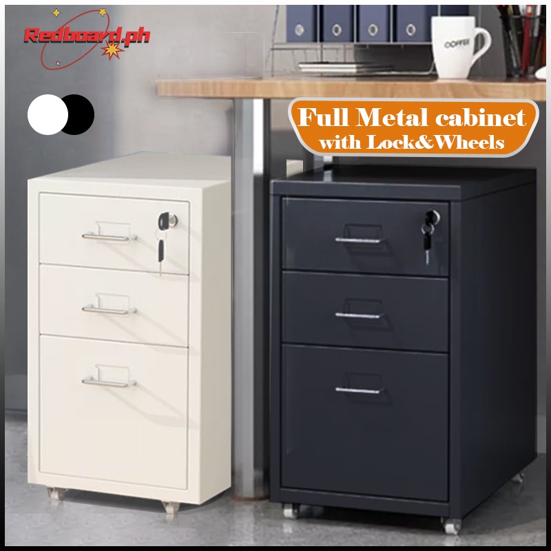【24 Hours Ship】Full metal Lockable 3 Drawer Metal Mobile Pedestal ...