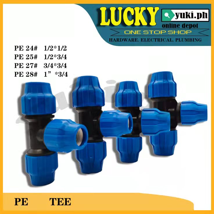 PE COMPRESSION PIPE FITTINGS TEE / REDUCING TEE ( 1/2x1/2 , 1/2x3/4 , 3/4x3/4 , 1"x3/4 ) per ...