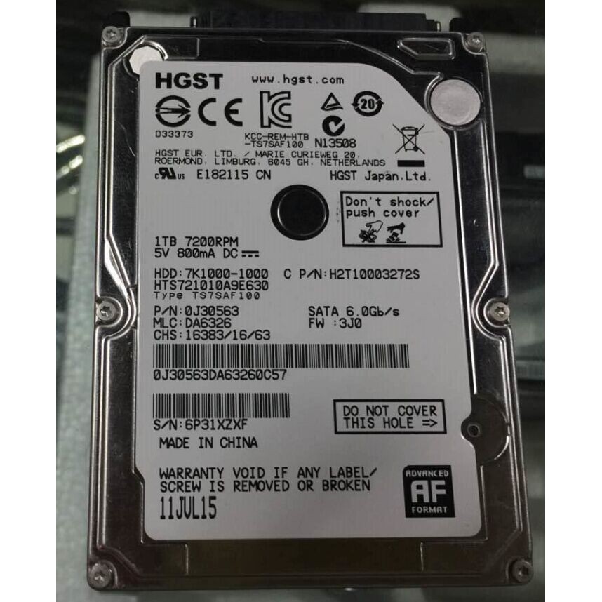 Laptop HDD 7200RPM 2.5" 1000GB 1000G 1TB 1T SATA 7200 RPM Hard Drive ...