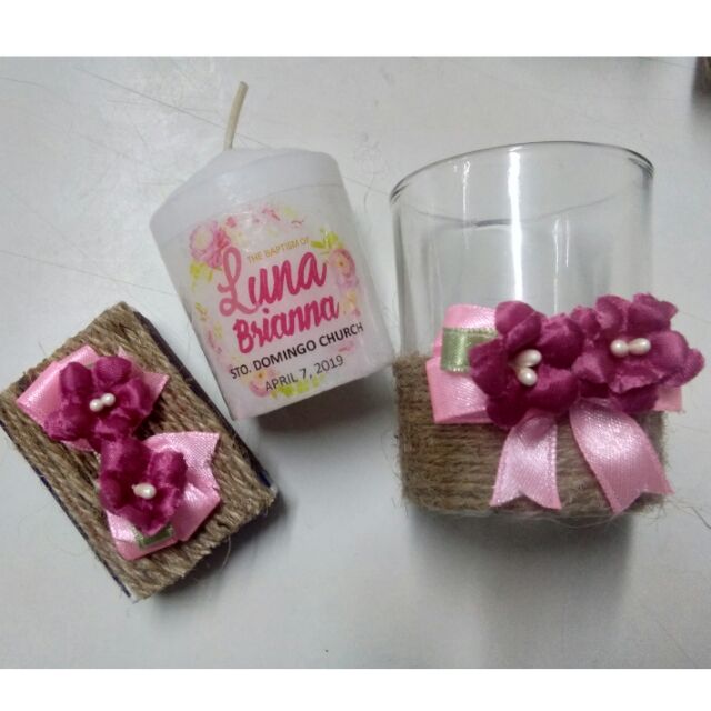 Rustic Floral Themed Baptismal/Debut Candles in Glass | Shopee Philippines