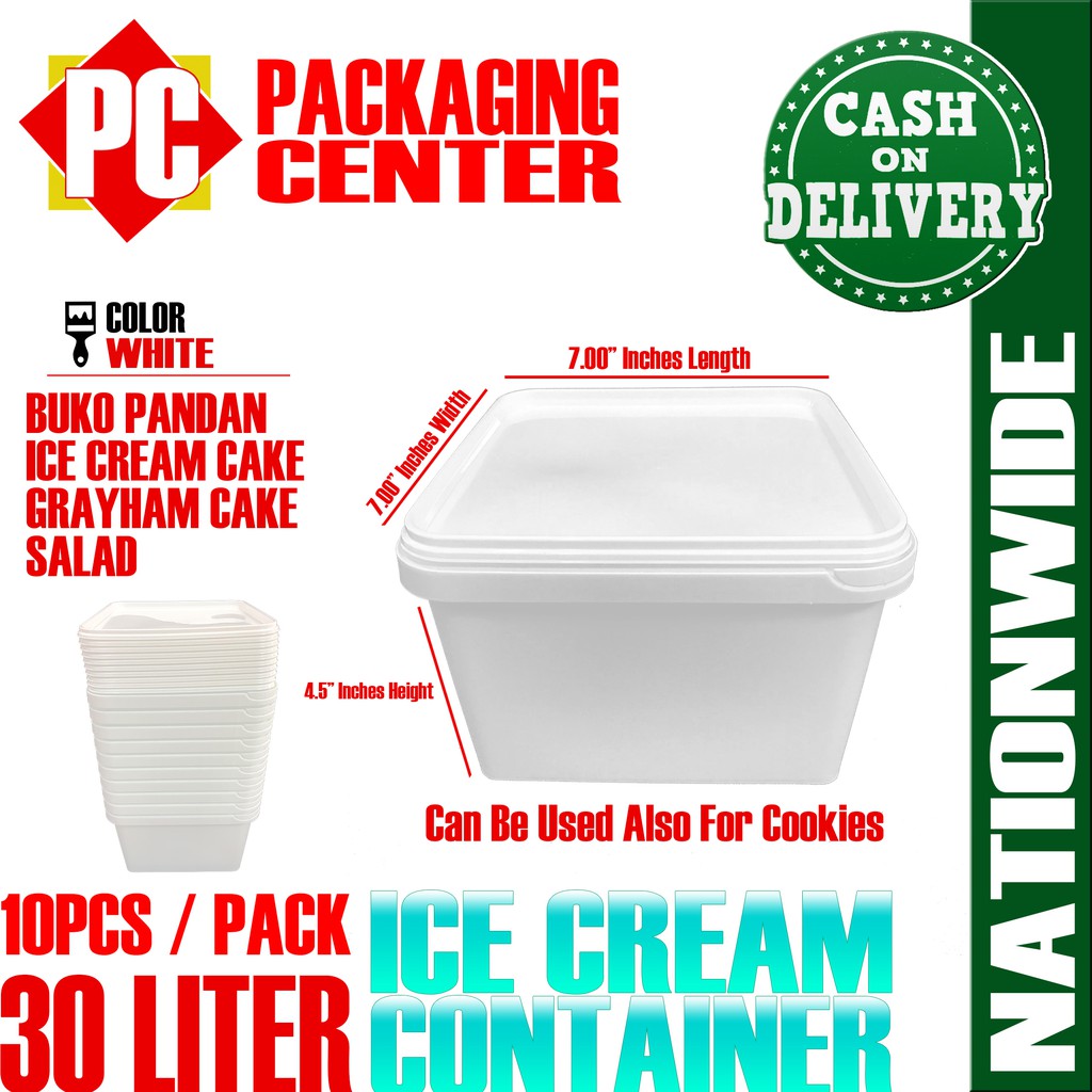 7x7 Square Ice Cream Container 3 Liters by 10pcs per pack COD ...
