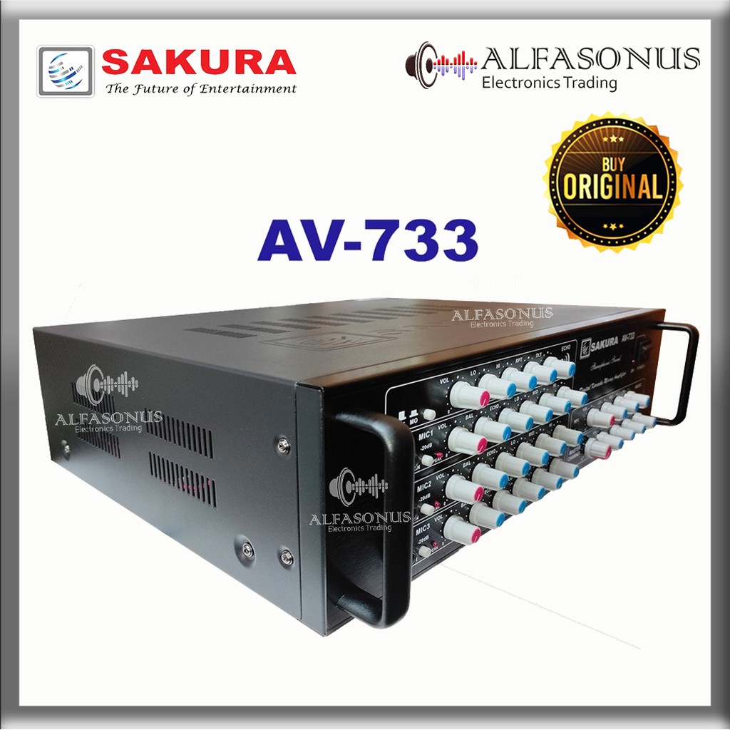 Sakura AV-733 450Wx2 Mixing Amplifier W/ 3 Microphone Input, W/ Digital Echo Delay & Repeat ...