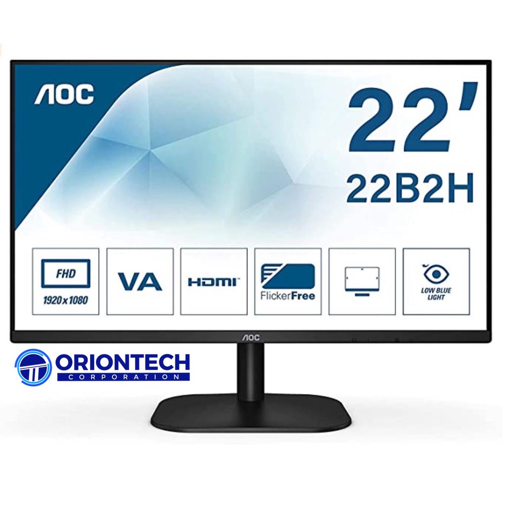 AOC 22B2H 21.5" Full HD 3-sides Borderless Monitor with Low Blue Mode ...