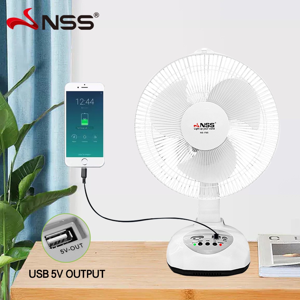 NSS Solar fan with panel Solar Electric Fan Rechargeable fan 12" with ...
