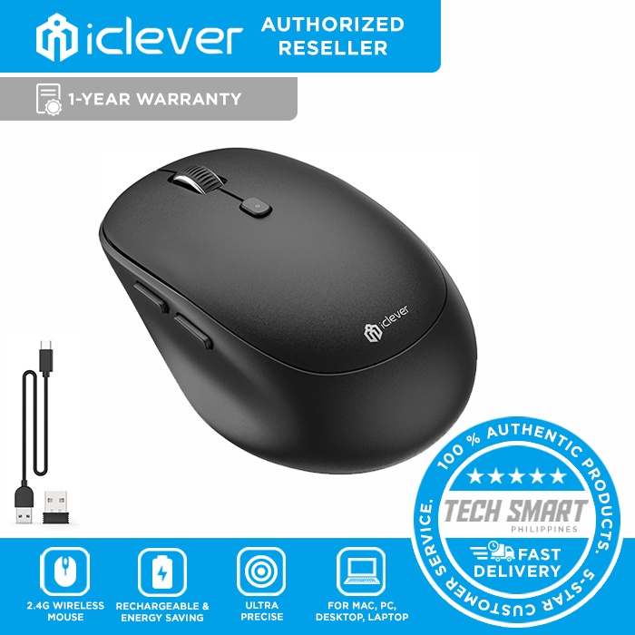 iClever MD165 Dual Mode Wireless Mouse, Bluetooth Type-C Rechargeable ...