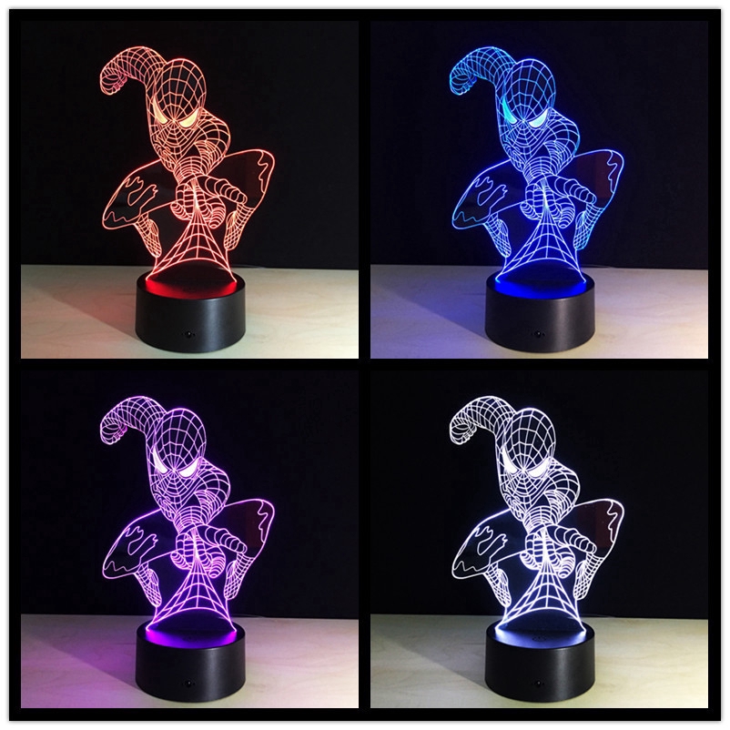 【IN Stock】Spiderman LED Night Light 7 Colors Changing USB Acrylic Sheet ...