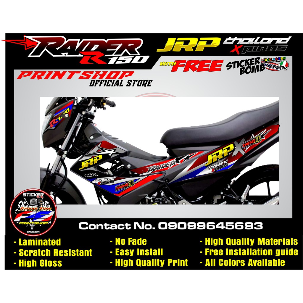 JRP Raider r150 Reborn carb sticker decals (Thailand x Pinas daeng4 ...