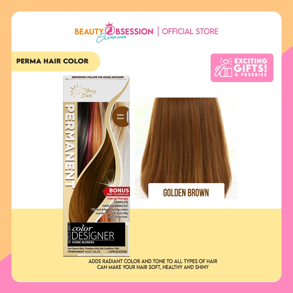 Merry Sun Permanent Hair Color - Golden Brown | Shopee Philippines