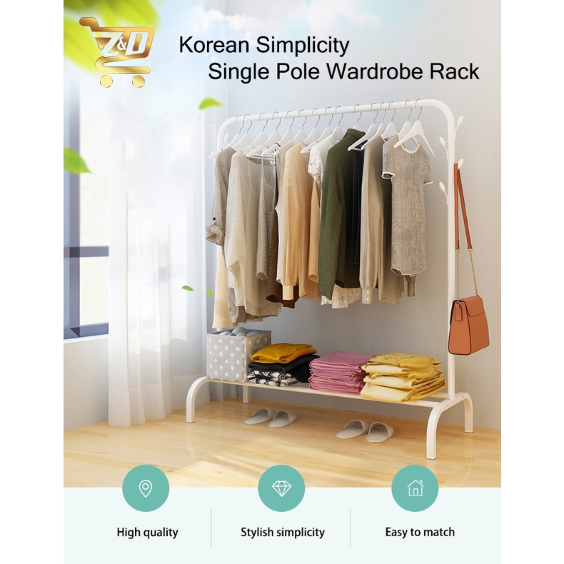 Korean style Big Single Pole Wardrobe Rack Z&D.ph | Shopee Philippines