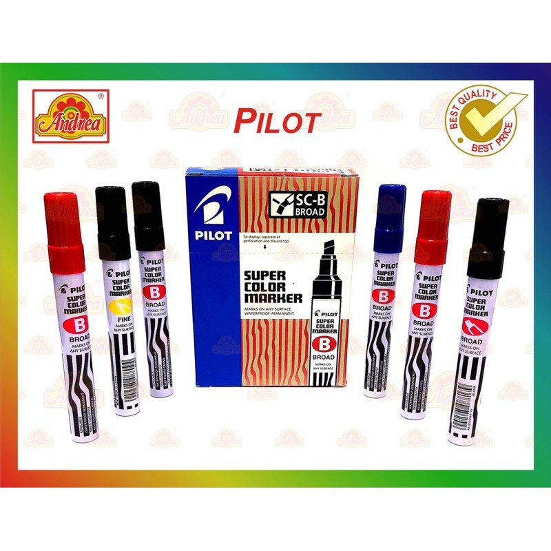 Pilot permanent marker broad & fine black blue red | Shopee Philippines