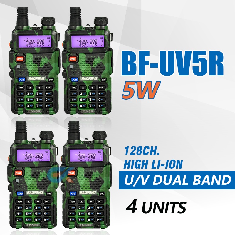 Baofeng UV5R Walkie Talkie Set of 4 5W 128CH VHF/UHF Dual Band Two Way Radio Long Range FM Radio ...