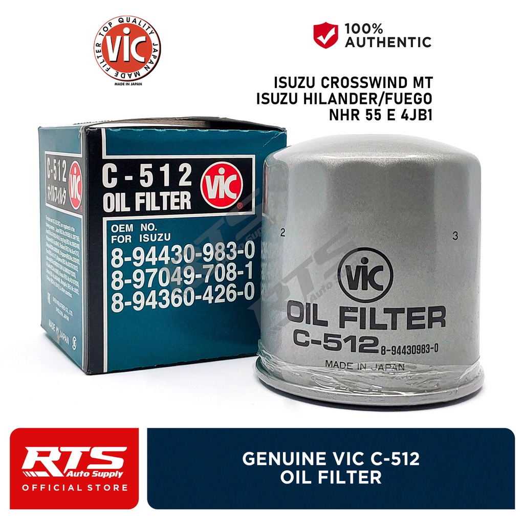 VIC Oil Filter C-512 for Isuzu Crosswind MT/ Hilander/ Fuego/ Elf/ NHR ...