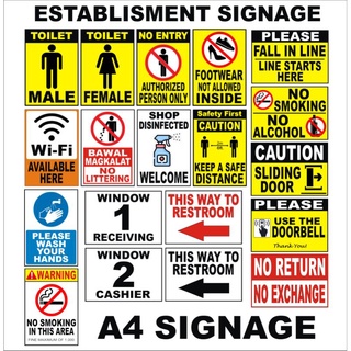 signage for establishment signage for covid-19 yellow signage a4 ...