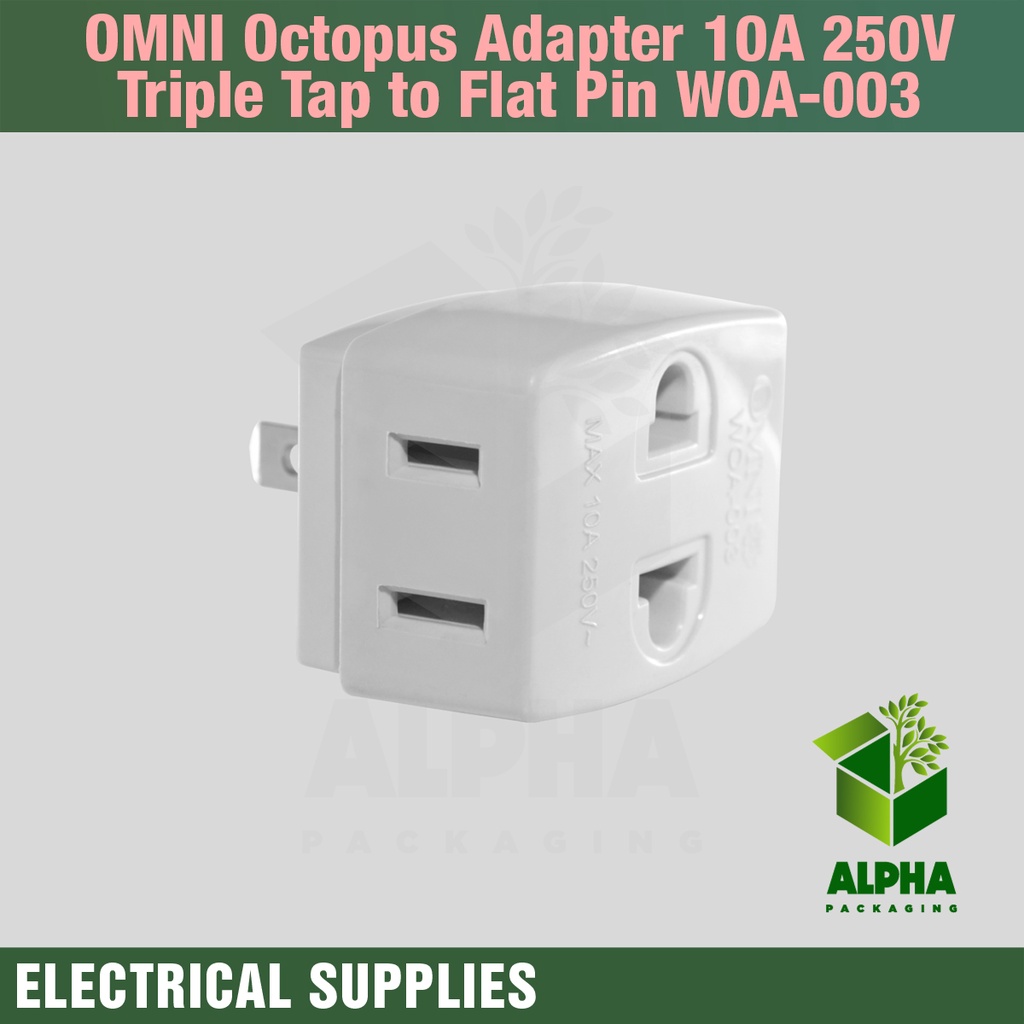 OMNI Octopus Adapter 10A 250V-Triple Tap to Flat Pin WOA-003 | Shopee ...