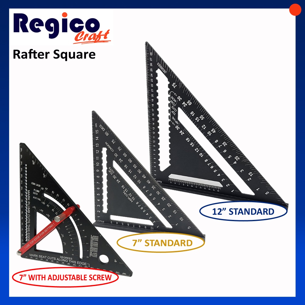 Regicocraft Aluminum Triangle Speed Rafter Square Angle Ruler Squala ...