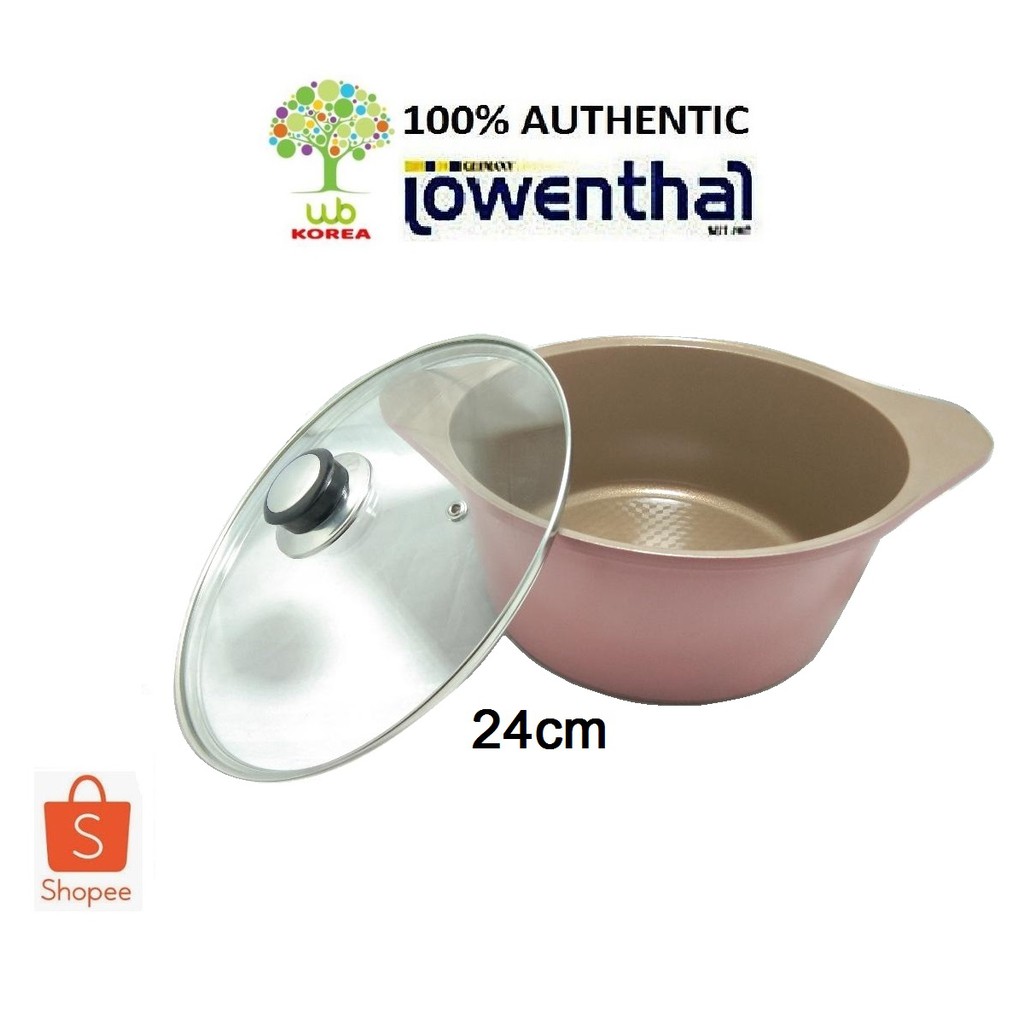 LOWENTHAL Ceramic Coating 2 Handle Casserole Pan with Glass Lid 24cm ...