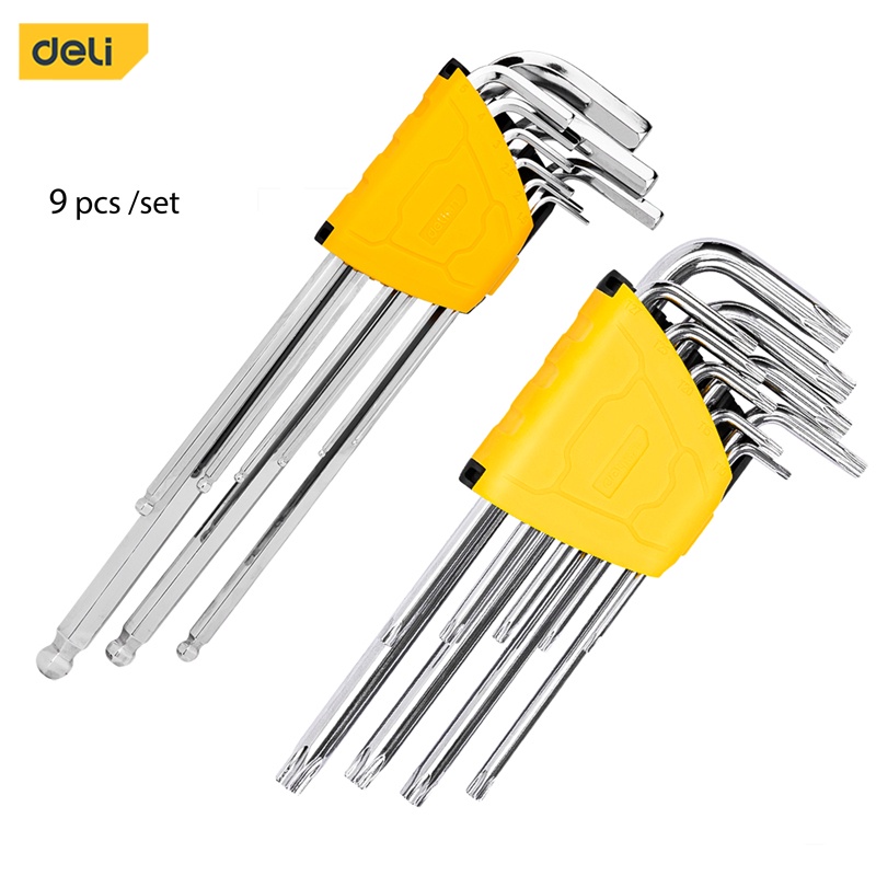 Deli 9Pcs Ball Point Hex Key Set Flat + Plum Hex Key Set (1.5-10mm ...