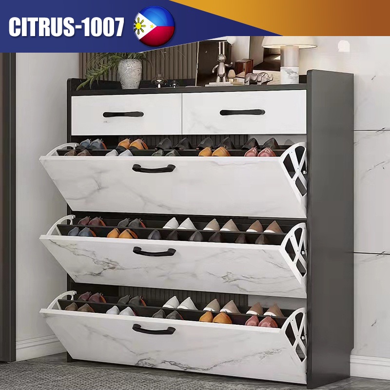 Nordic double flip shoe cabinet with drawer shoe cabinet double shoe ...