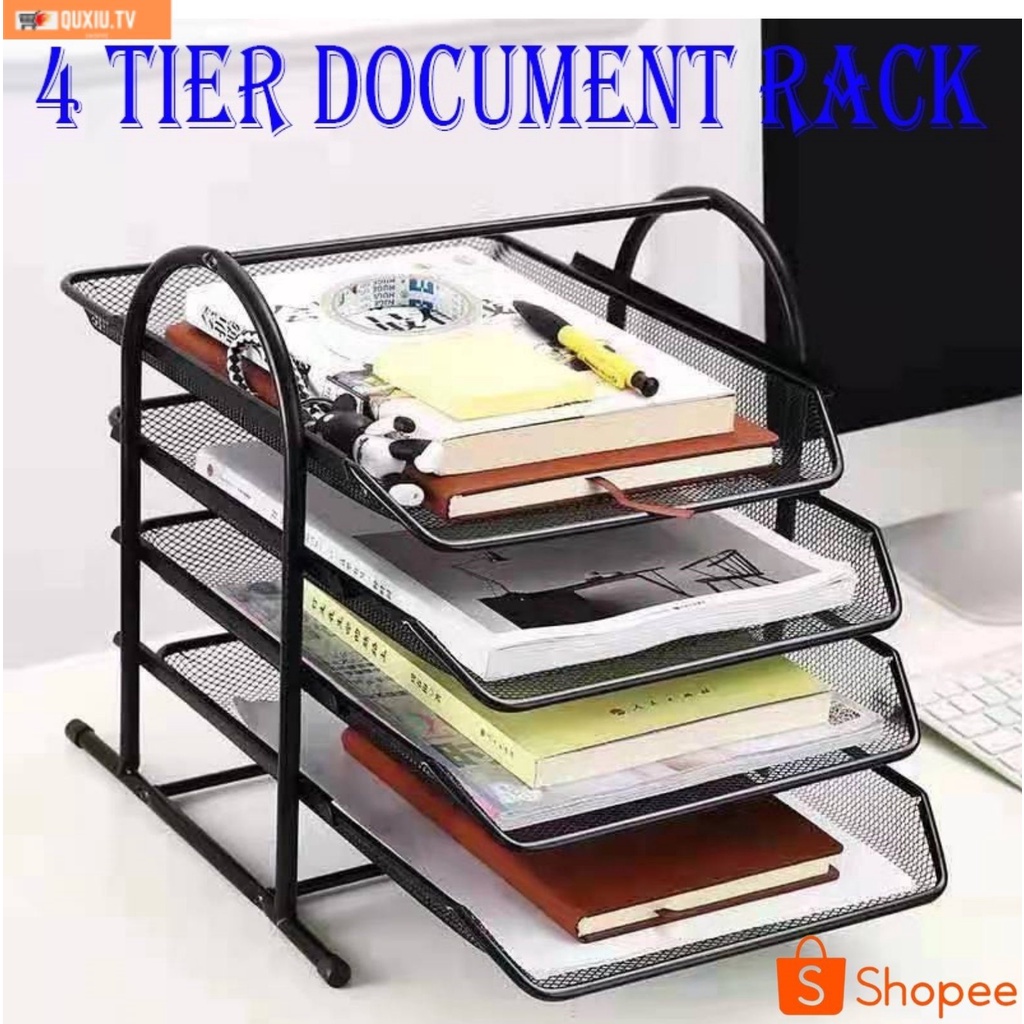 Home & Ofice-4 Tier Metal Trays Desk Filer Organizer Document Paper ...