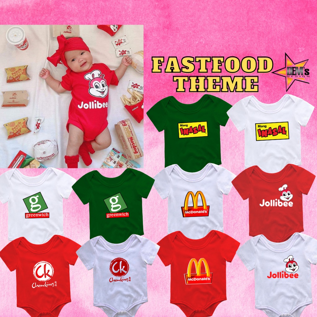 Baby Milestone Onesie Fast Food Theme Jollibee Mcdo Chowking Pizza Hut ...