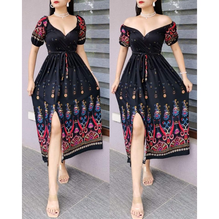 MISSFAB Ariana Two Way Maxi V-Neck Ladies Women Dress Casual Stretchable Fabric Cotton Span Fit ...