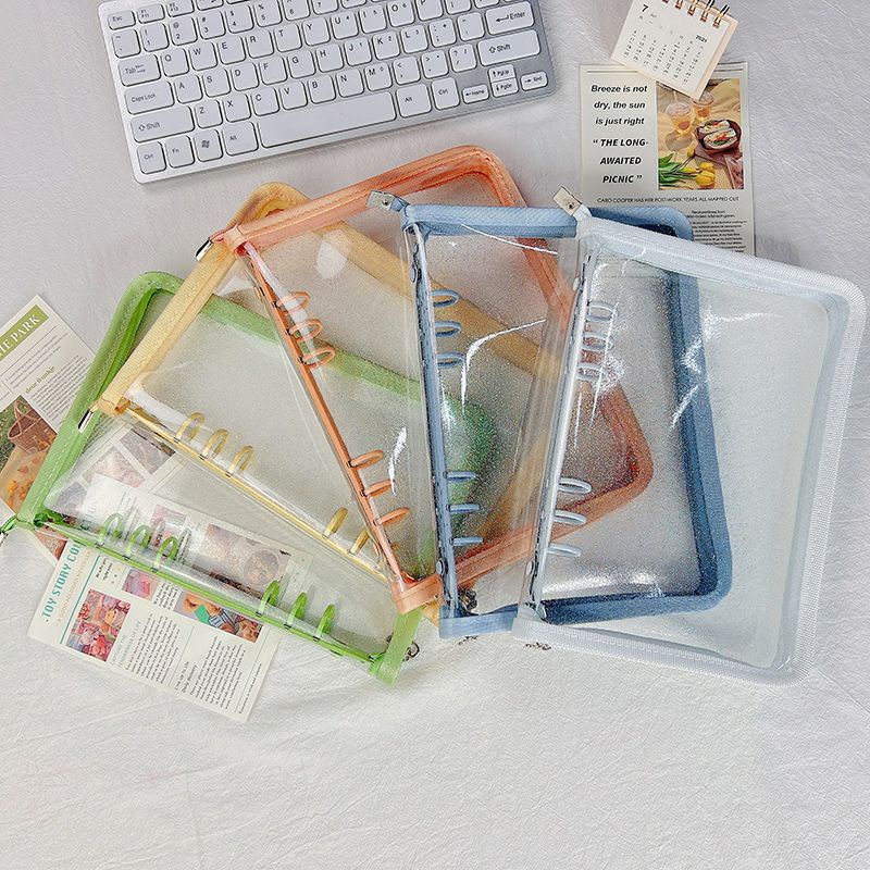 New Color A5 A6 Zipper Binder Glitter Transparent Binder Zipper Binder ...