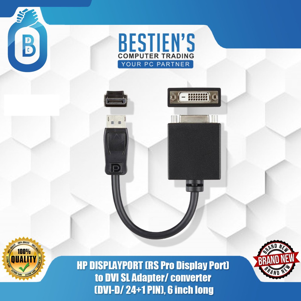 HP DISPLAYPORT to DVI SL Adapter/ converter (DVI-D/ 24+1 PIN), 6 inc ...
