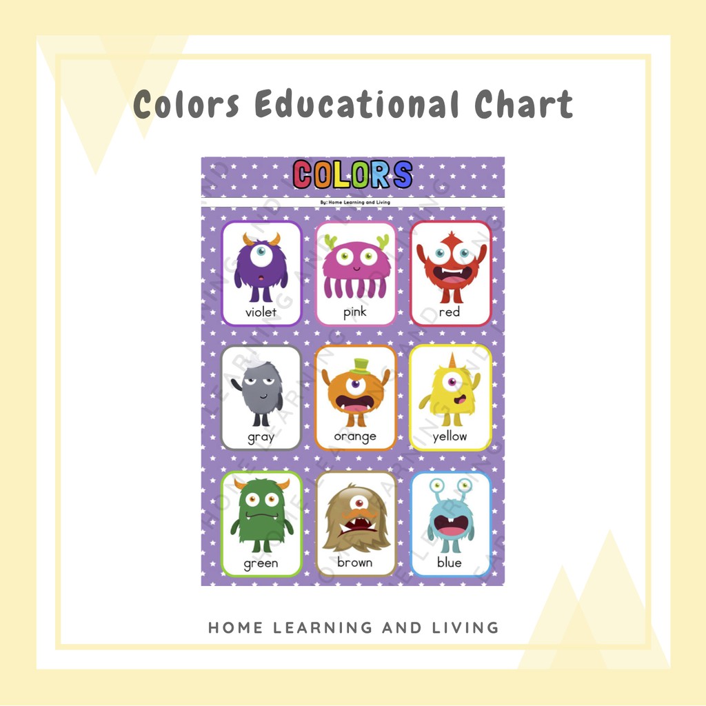 Colors Educational A4 Chart & Poster for Preschool & Kindergarten ...
