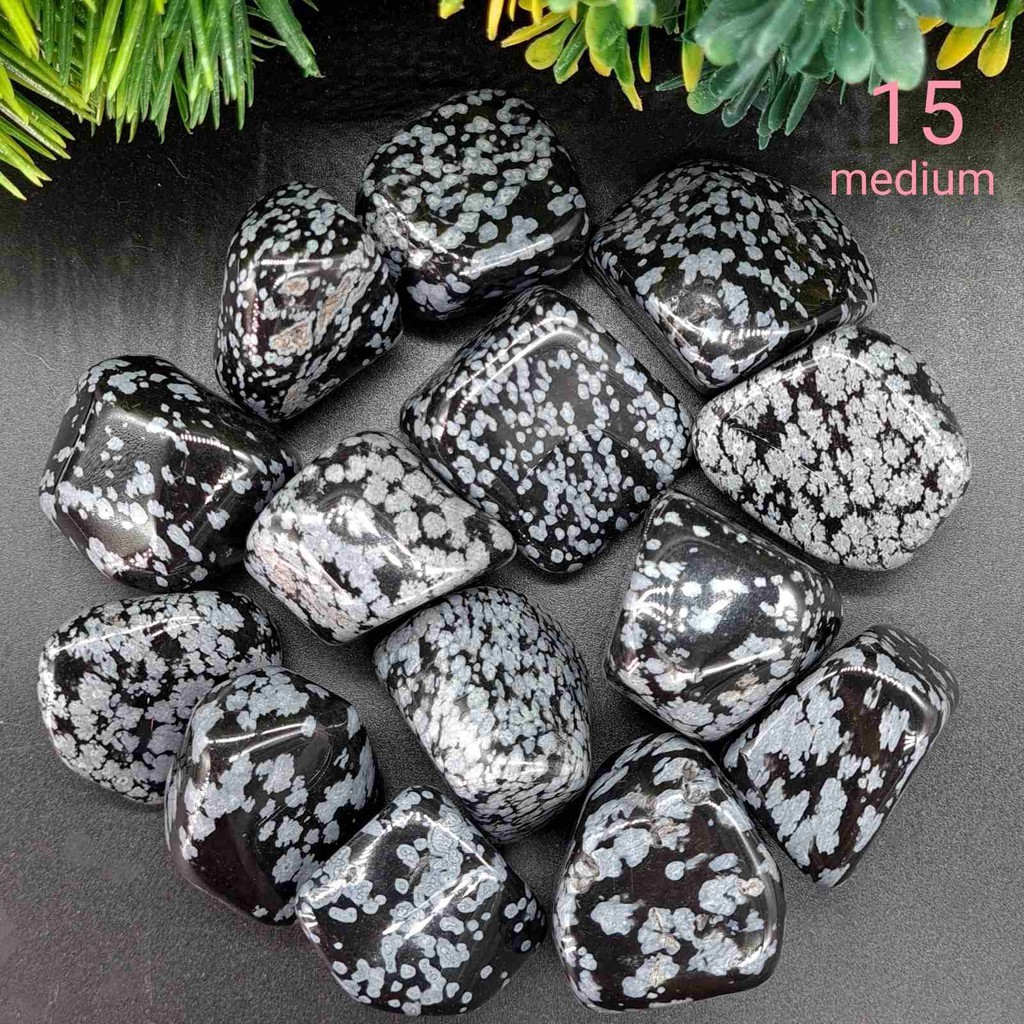 Snowflakes Obsidian Tumbled Stone - Snowflake Obsidian Healing Crystal - medium | Shopee Philippines