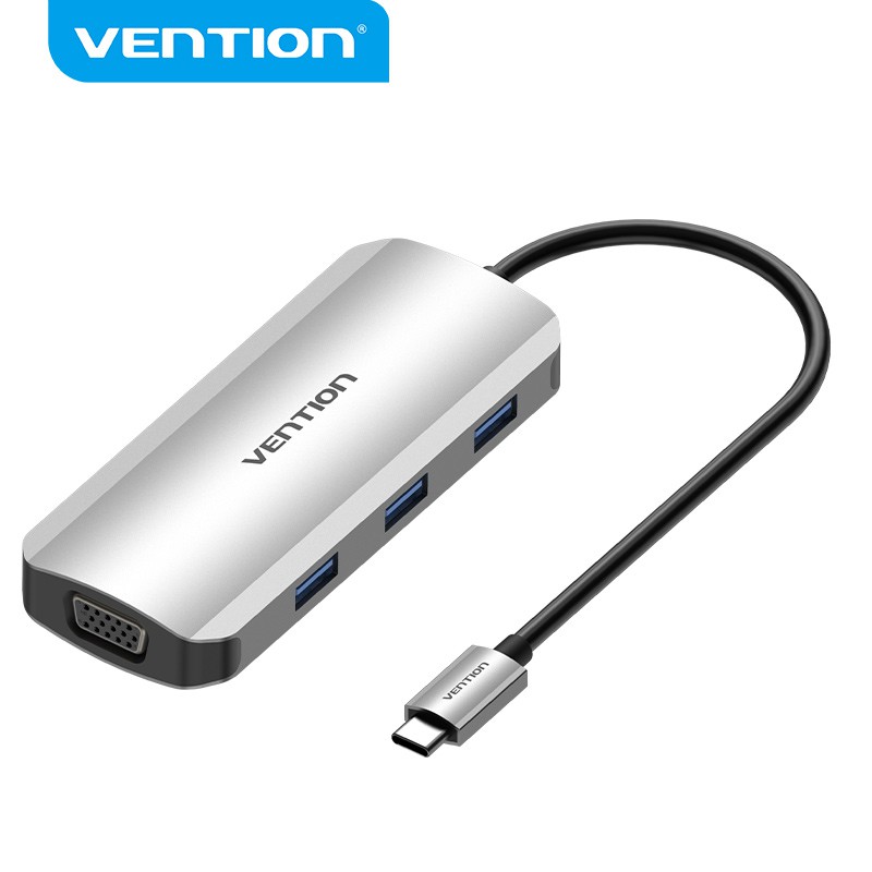 Vention USB C Hub 6 in 1 Multiport Dock Type C to HDMI/USB 3.0/VGA/PD ...