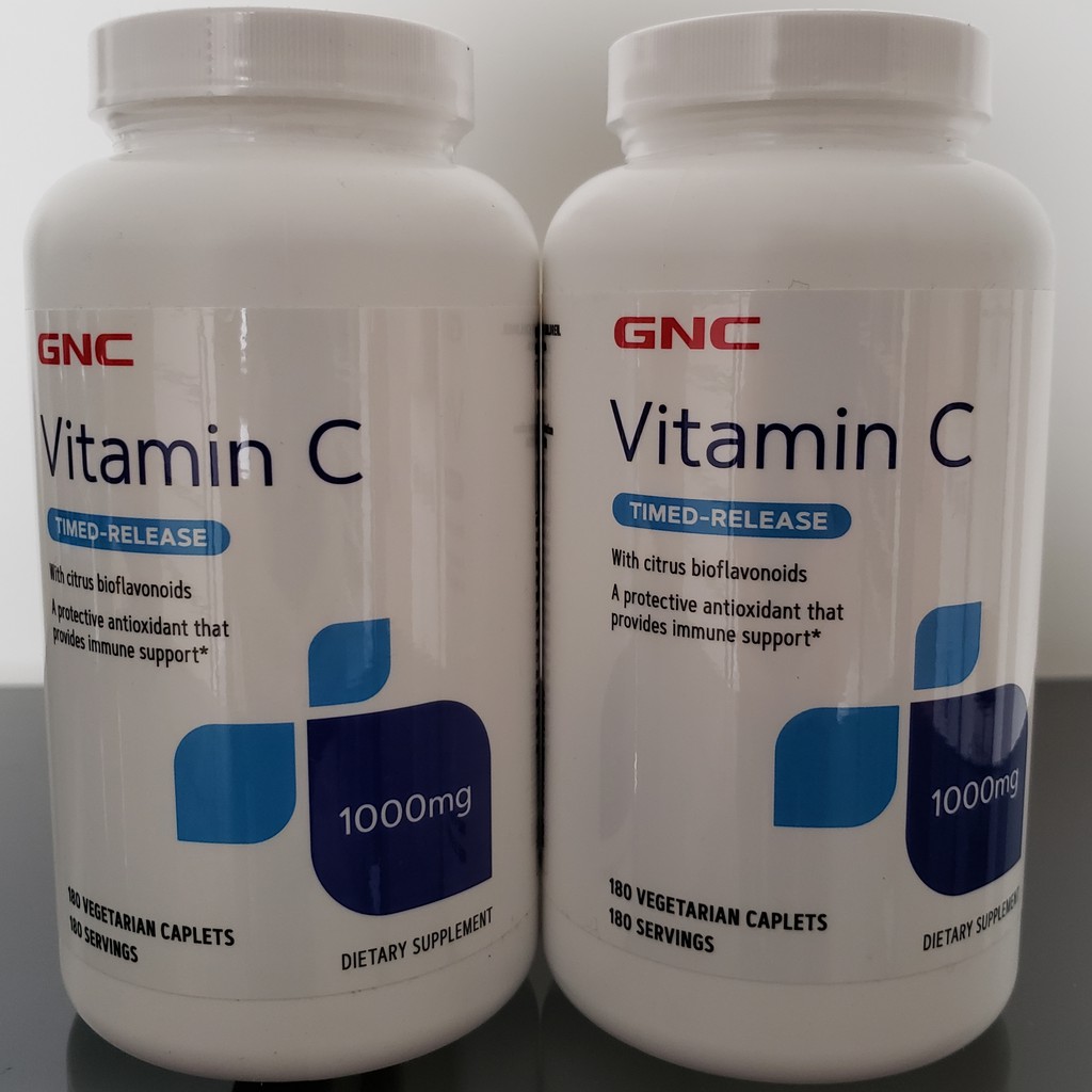 GNC Vitamin C Timed-Release 1000 mg 180 Caplets, Made in USA (Best by ...