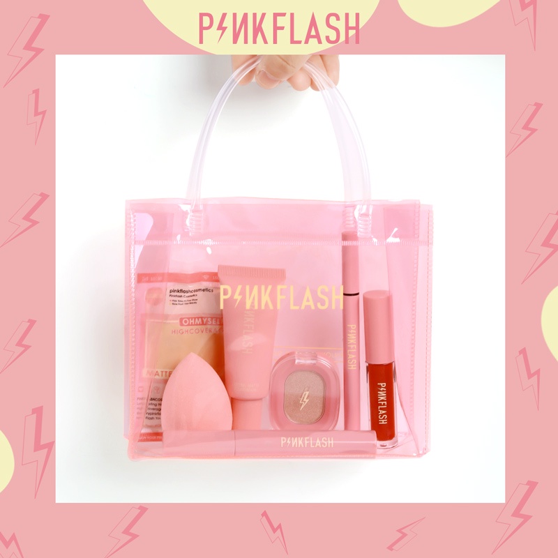 PINKFLASH PVC Pink Handbag Cosmetics Waterproof PVC Travel Cosmetic ...
